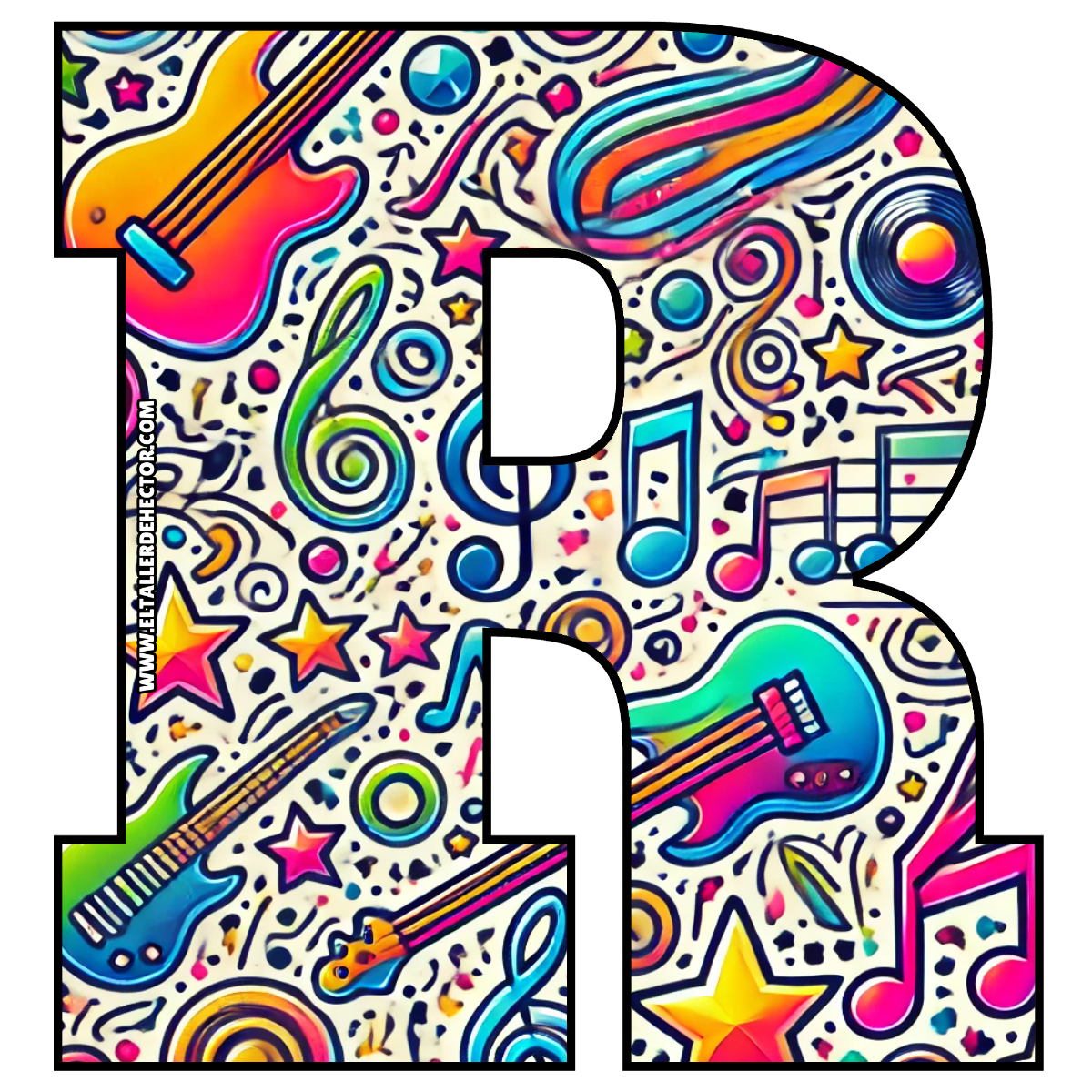 Letra R de Explosión Musical de Neón - El Taller de Hector