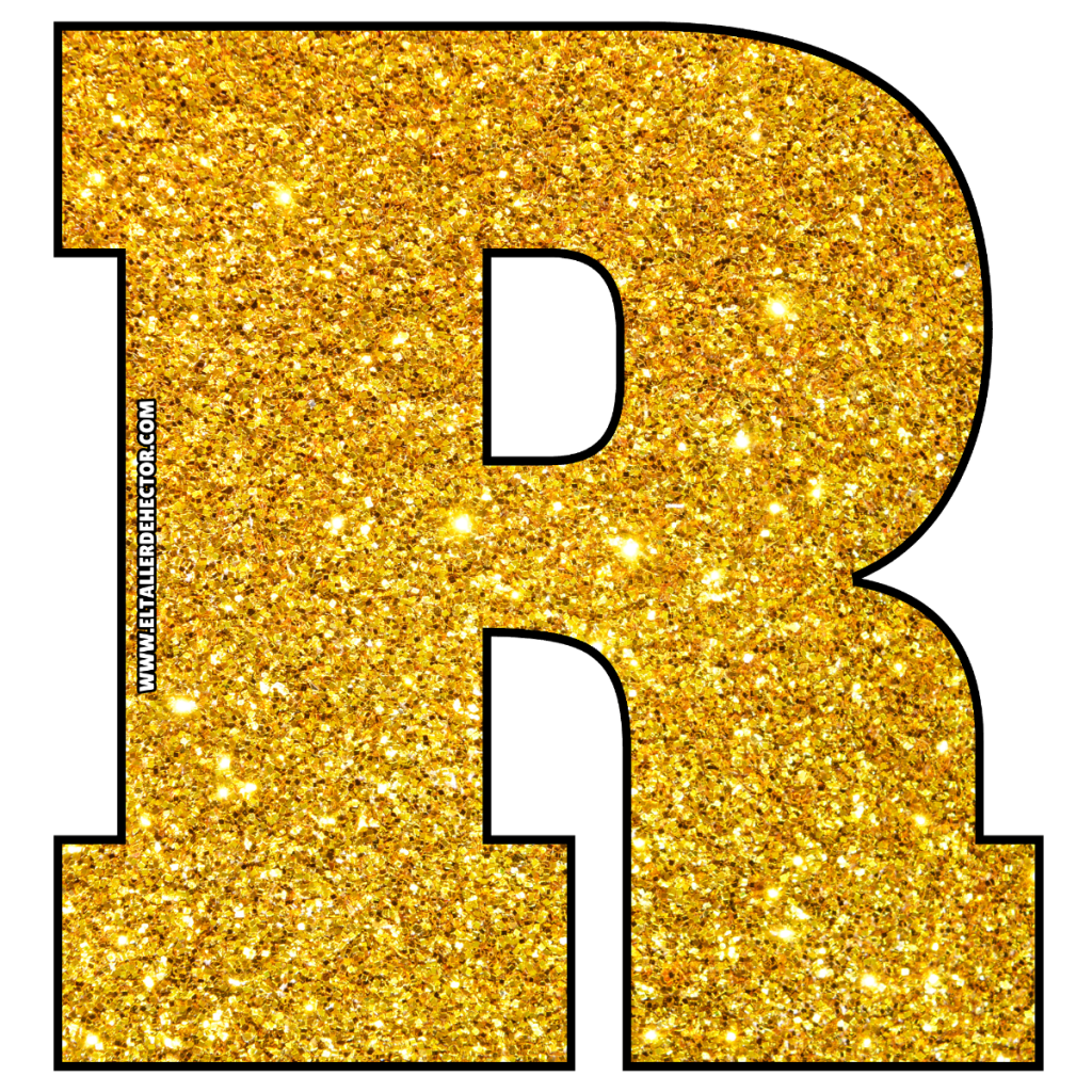 Letra R de Glitter Dorado - El Taller de Hector