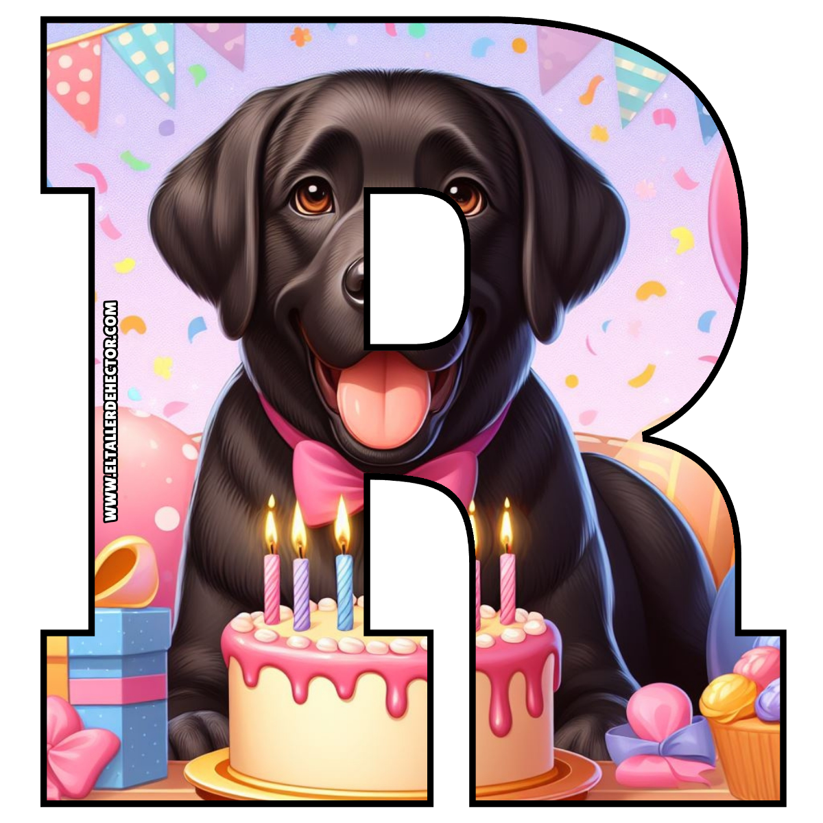 Letra R de Pets Mascotas Perro Cumpleaños Milan - El Taller de Hector