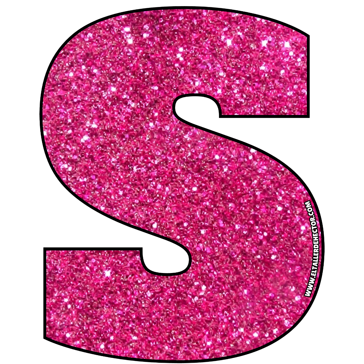 Letra S de Glitter Fucsia - El Taller de Hector