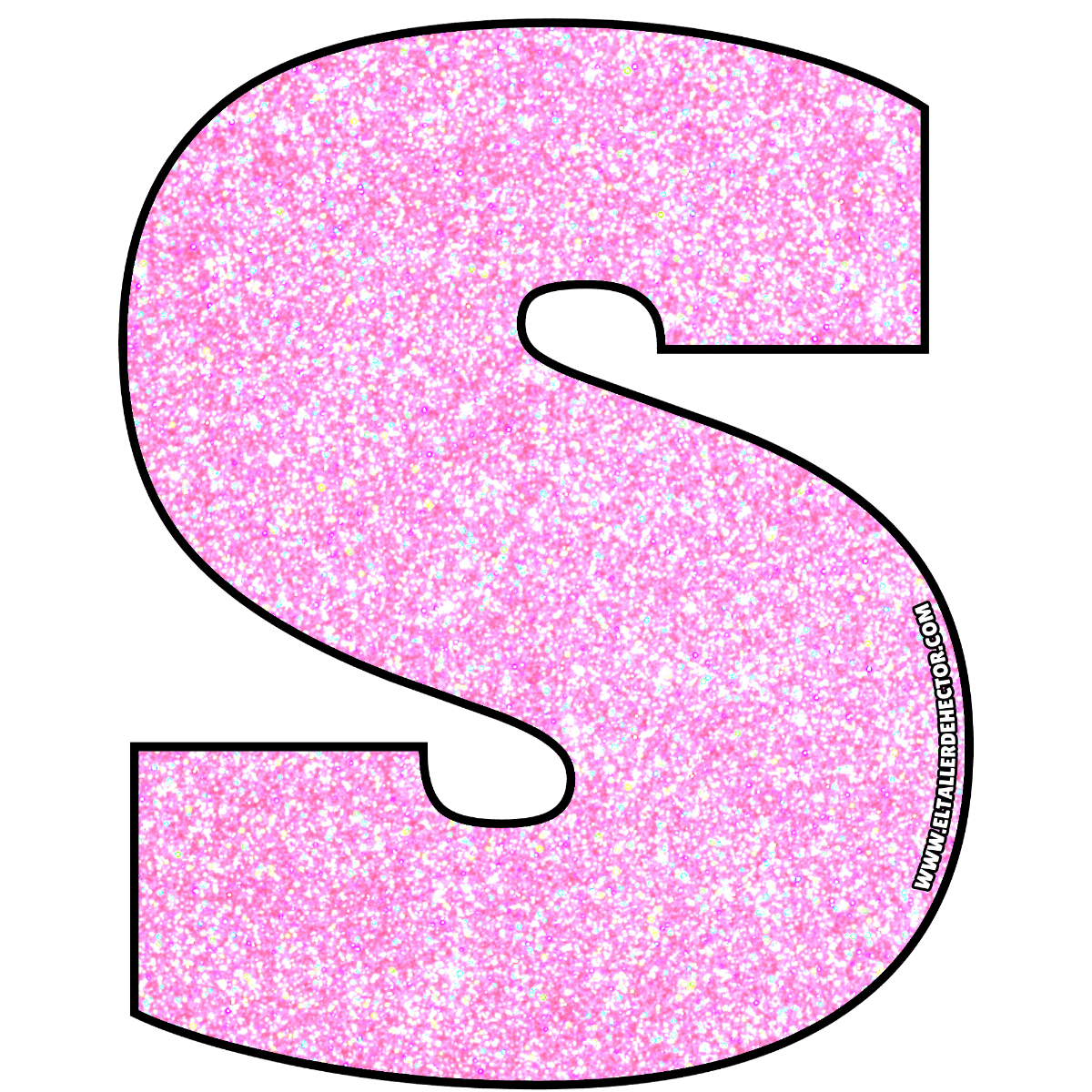 Letra S de Glitter Rosado - El Taller de Hector