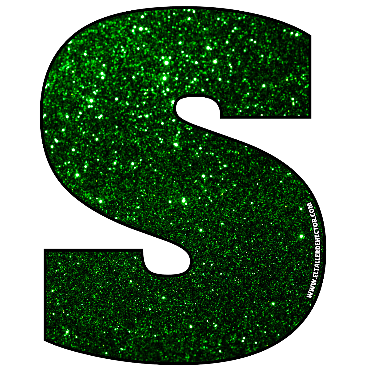 Letra S de Glitter Verde - El Taller de Hector