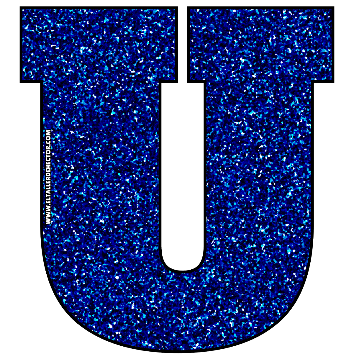 Letra U de Glitter Azul - El Taller de Hector
