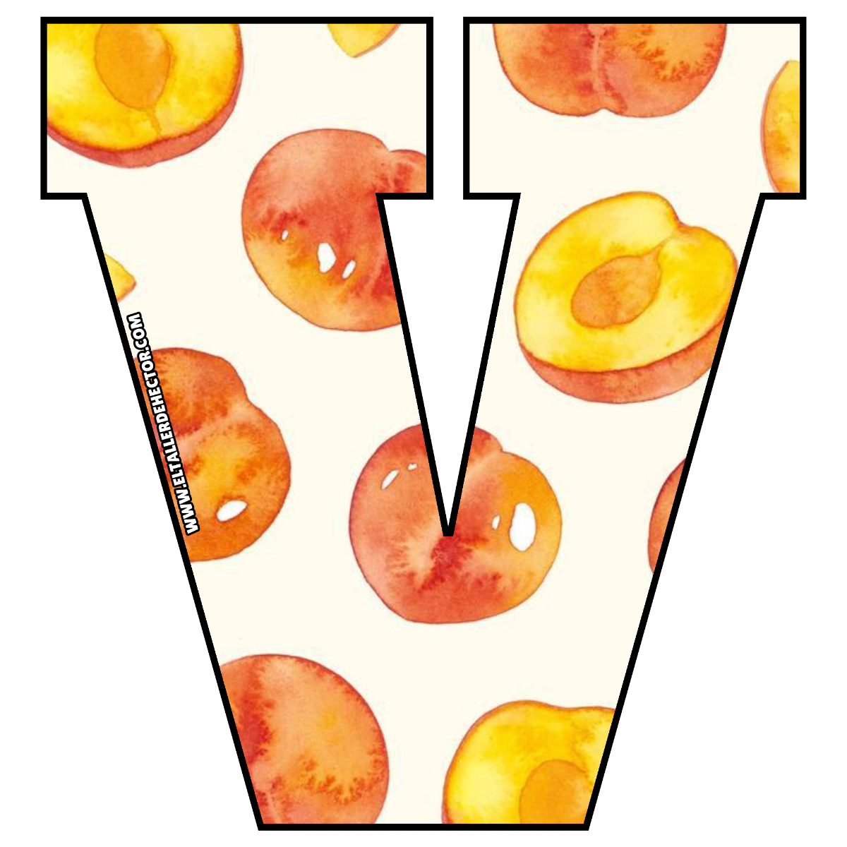 Letra V de Frutas Durazno Peach - El Taller de Hector