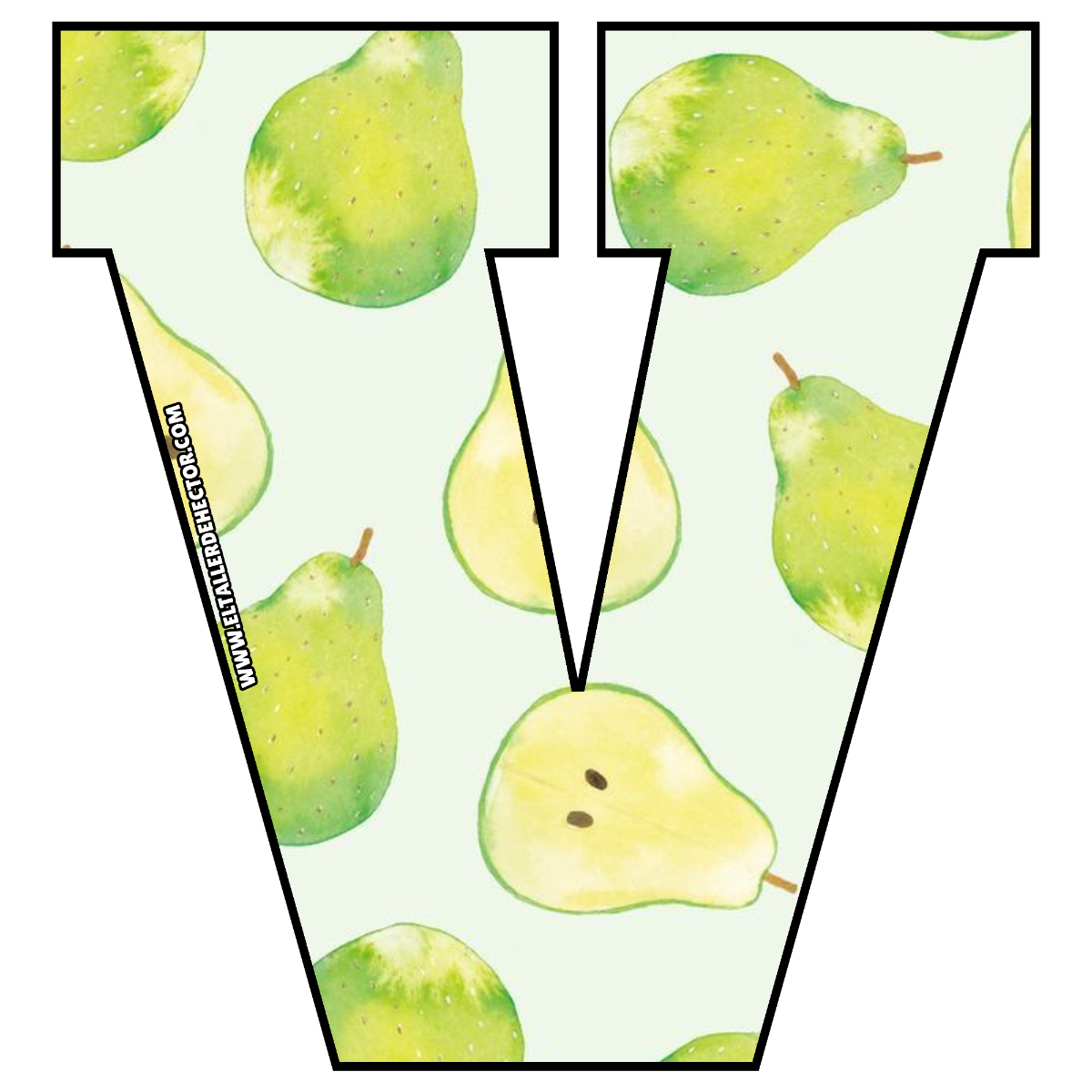 Letra V de Frutas Pera - El Taller de Hector