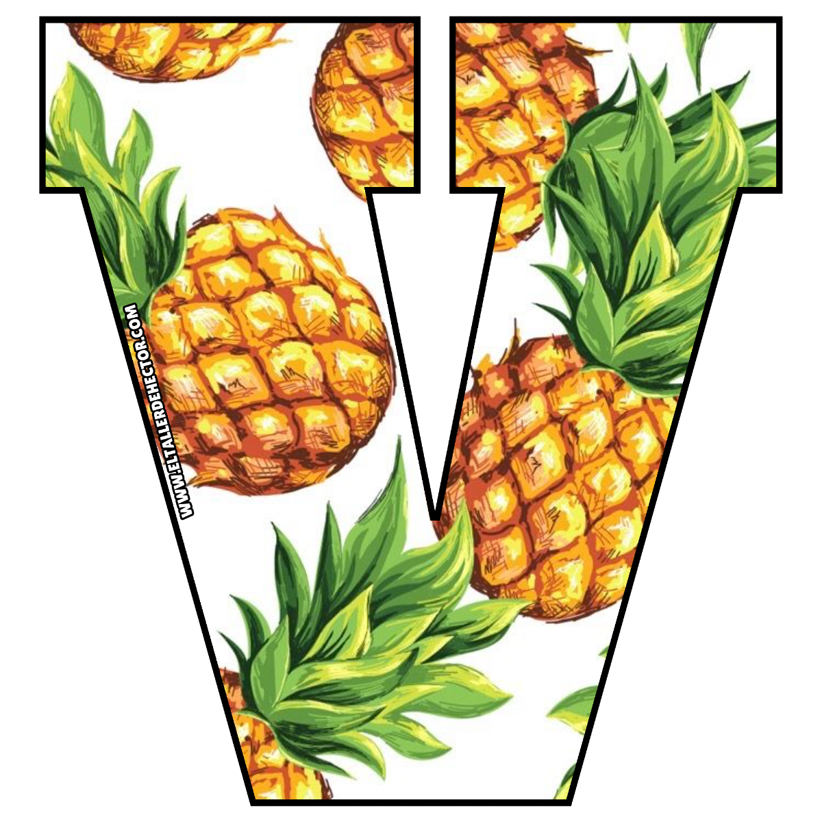 Letra V de Frutas Piña - El Taller de Hector