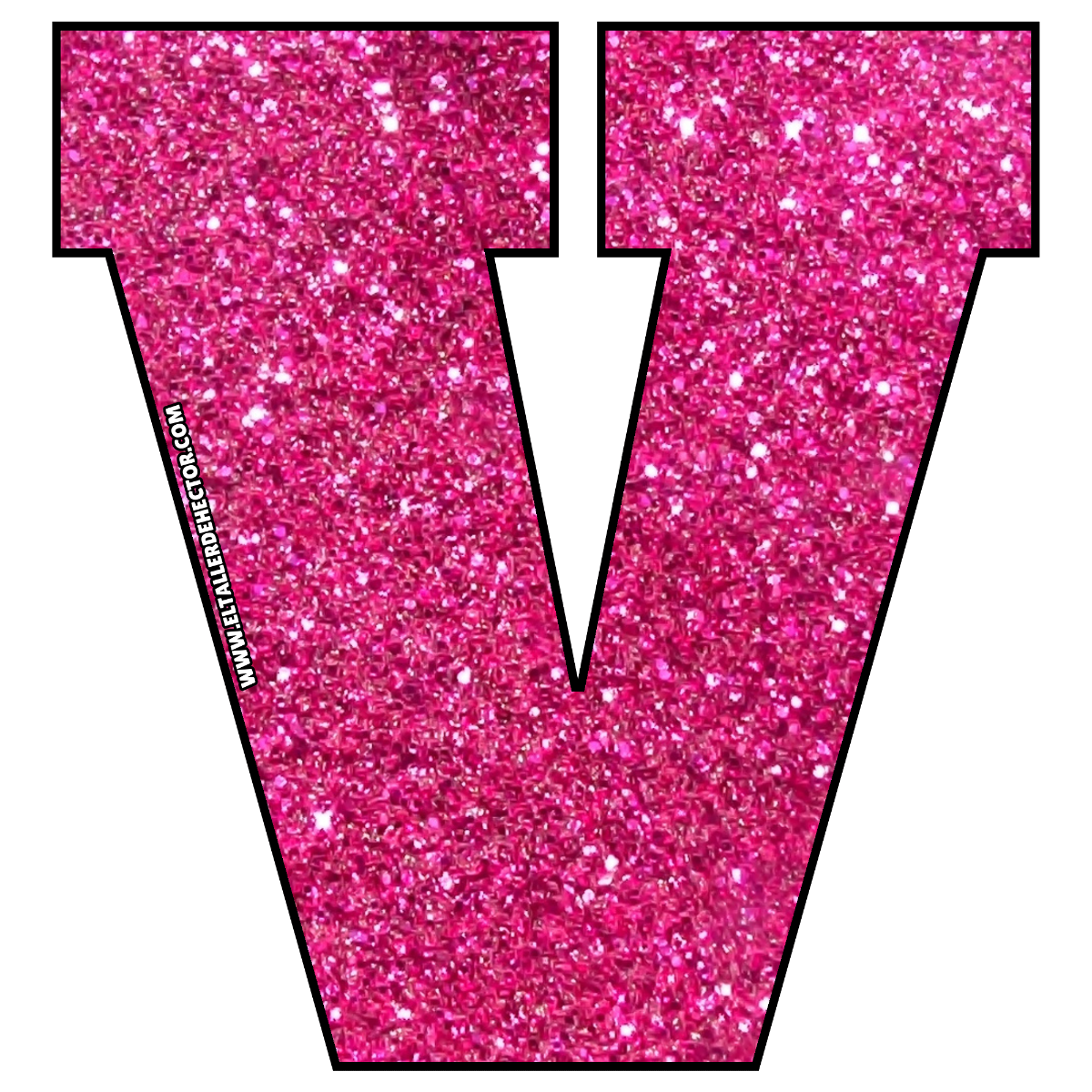 Letra V de Glitter Fucsia - El Taller de Hector