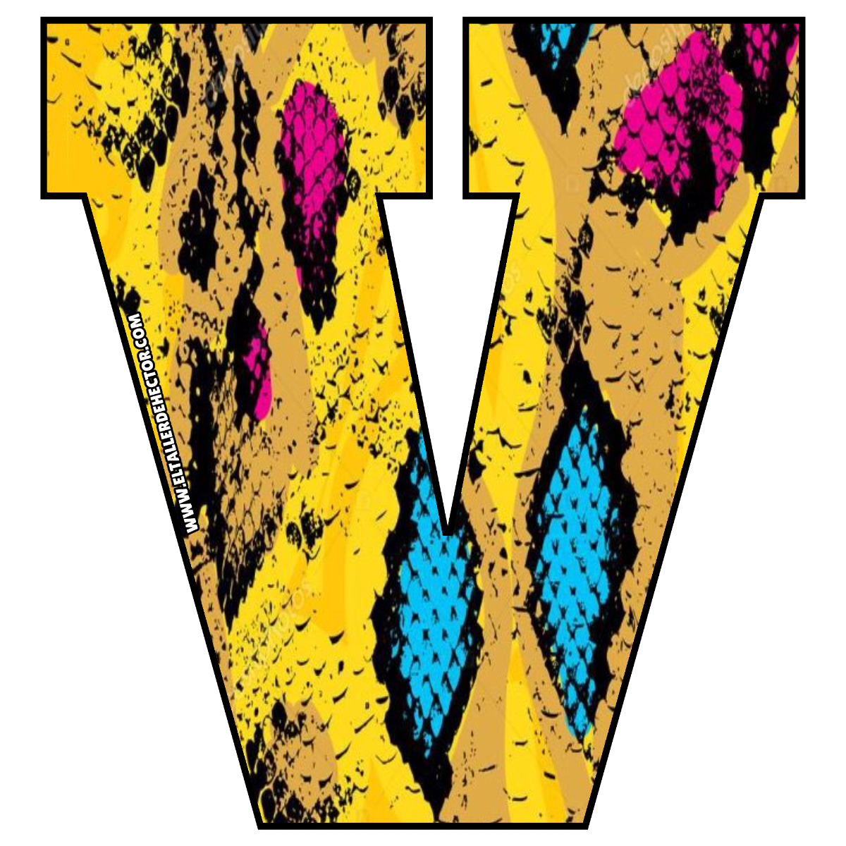 Letra V de Patrón Víbora Neón - El Taller de Hector