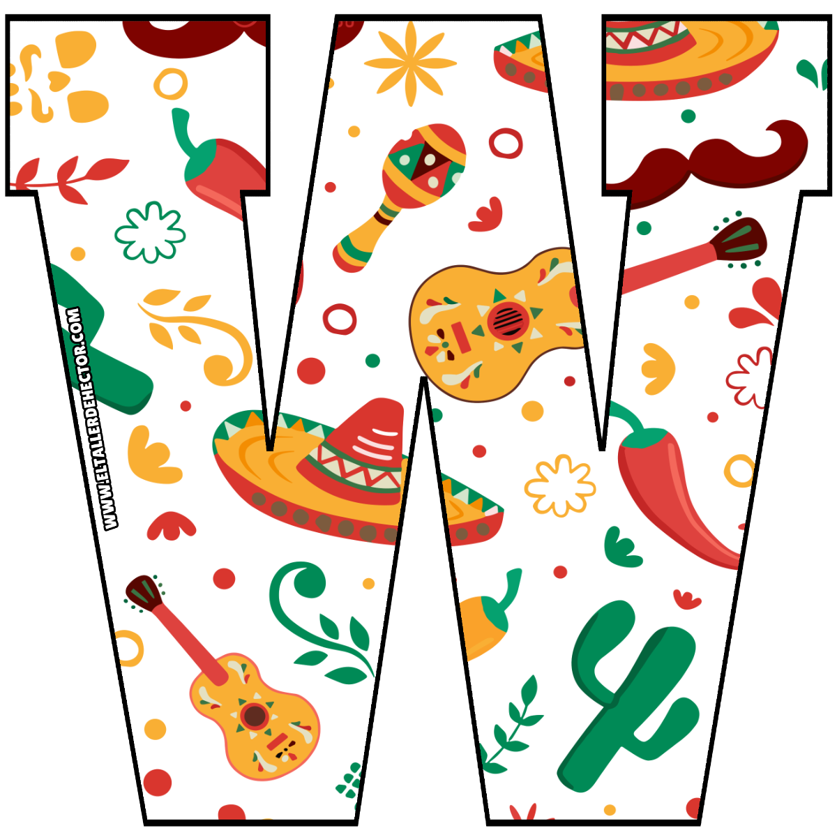Letra W de Fiesta Mexicana - El Taller de Hector