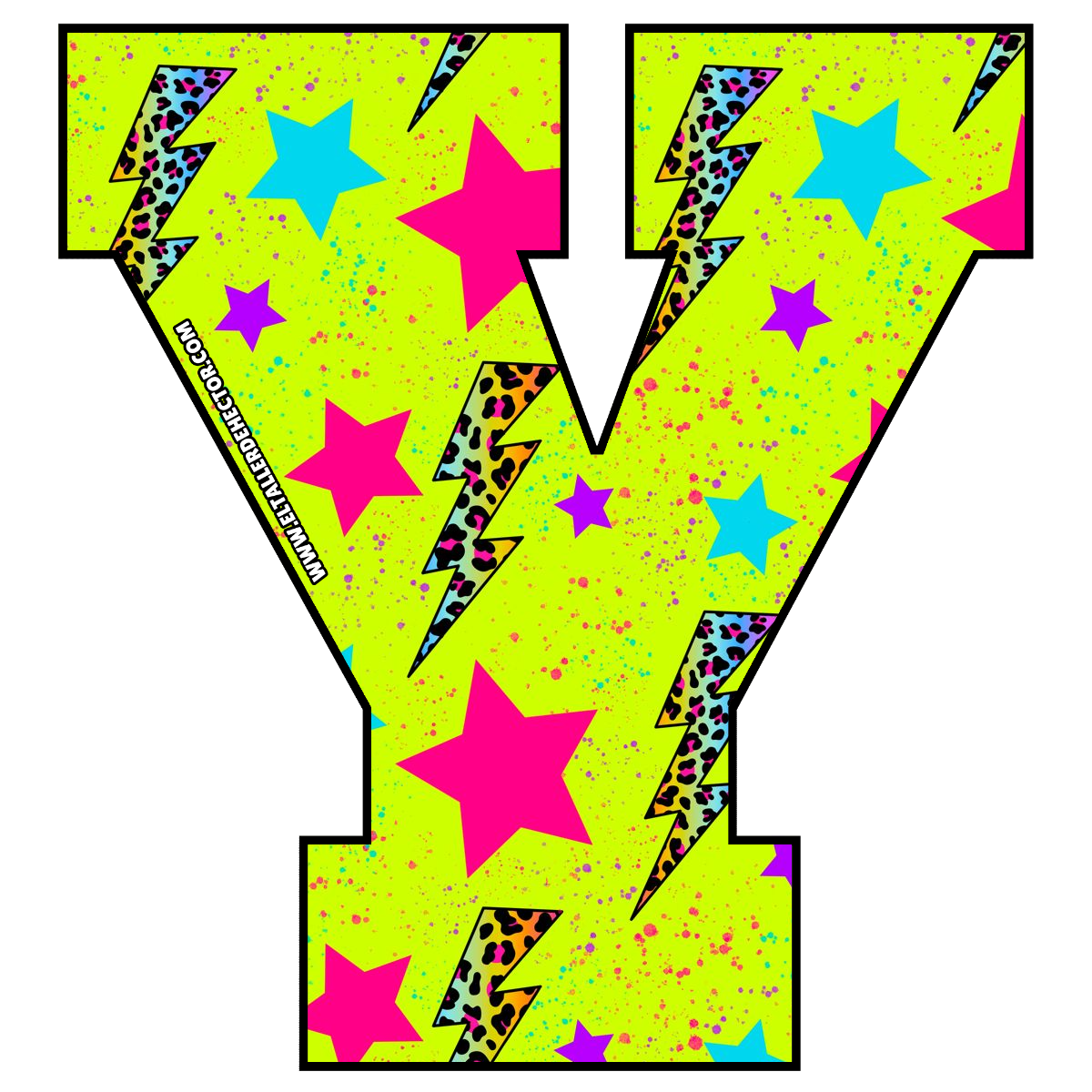 Letra Y de Patrón Neón de Rayos - El Taller de Hector