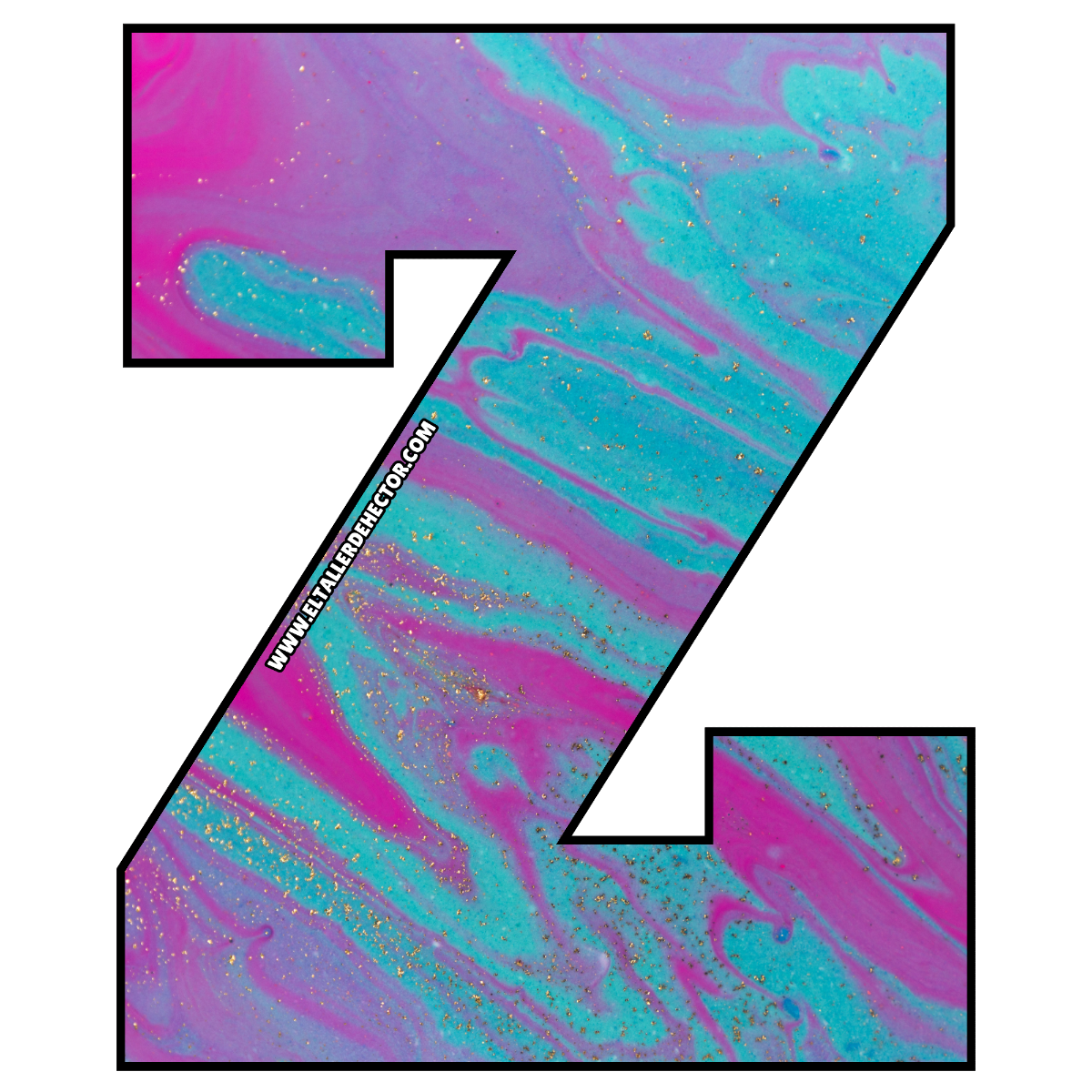 Letra Z de Pintura veteada con brillos - El Taller de Hector