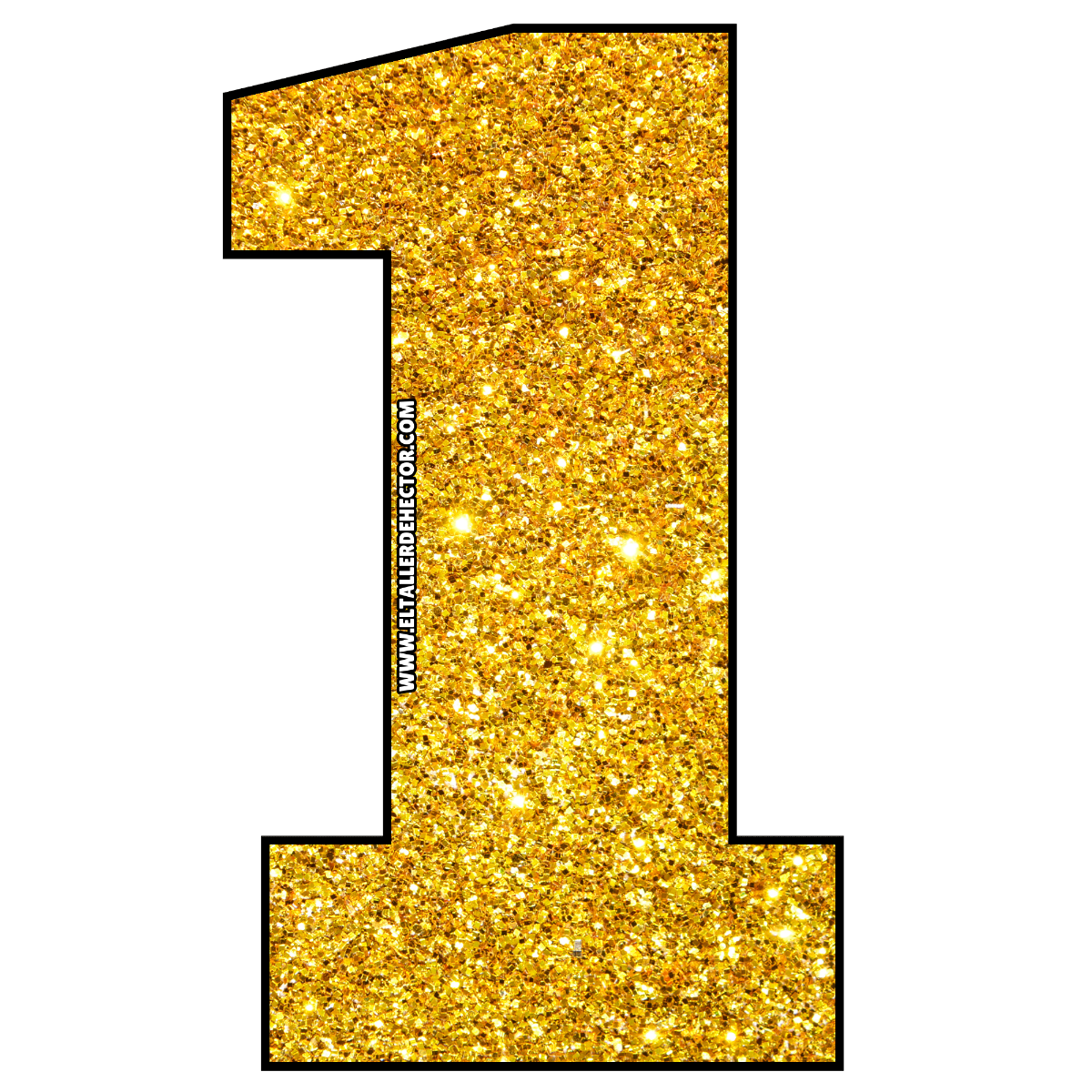 Numero 1 de Glitter Dorado - El Taller de Hector