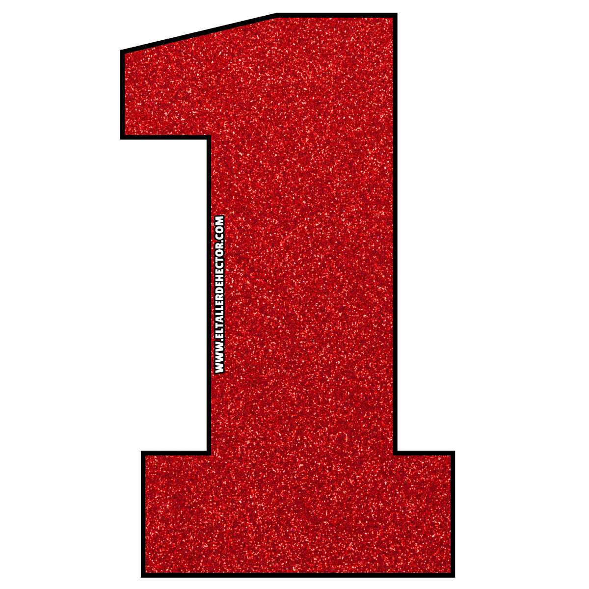 Numero 1 de Glitter Rojo - El Taller de Hector