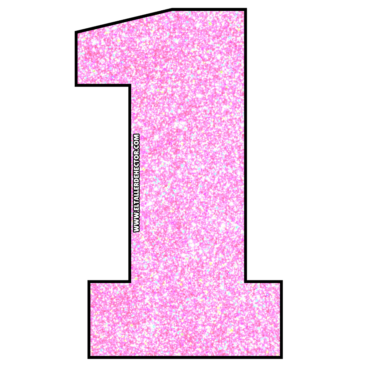 Numero 1 de Glitter Rosado - El Taller de Hector