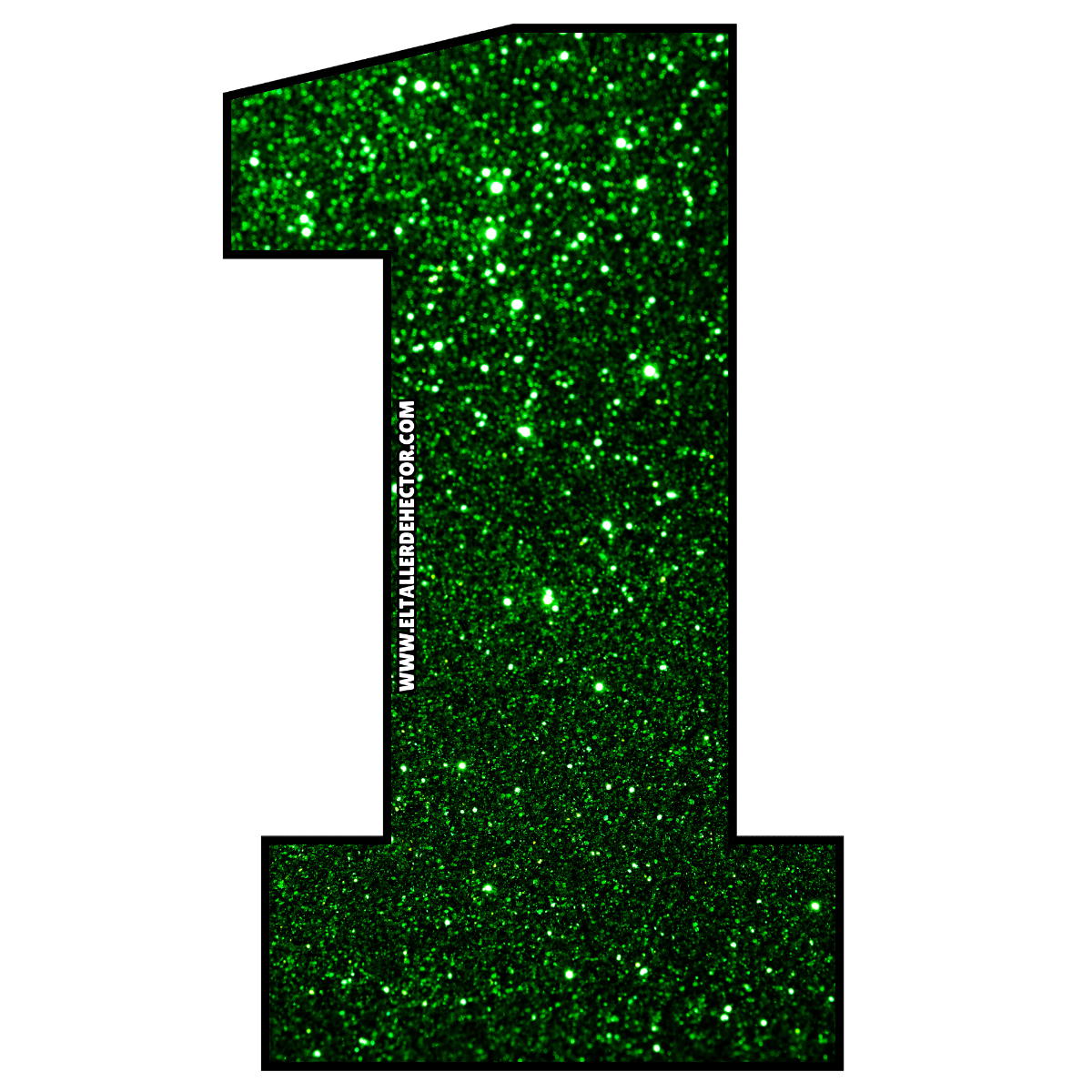 Numero 1 de Glitter Verde - El Taller de Hector