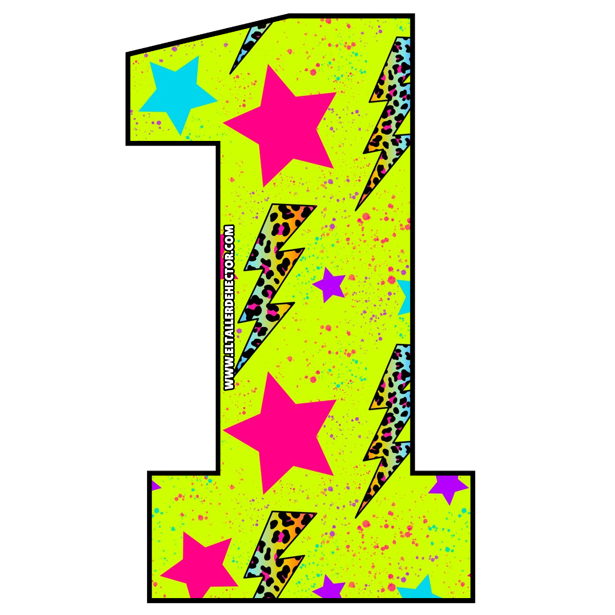 Numero 1 de Patrón Neón de Rayos - El Taller de Hector