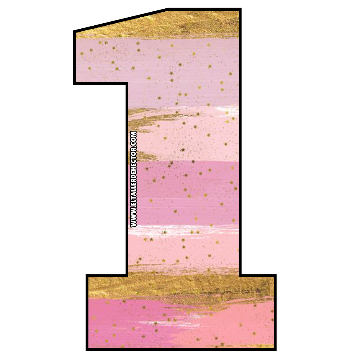 Numero 1 de Pinceladas Dorado Rosado - El Taller de Hector