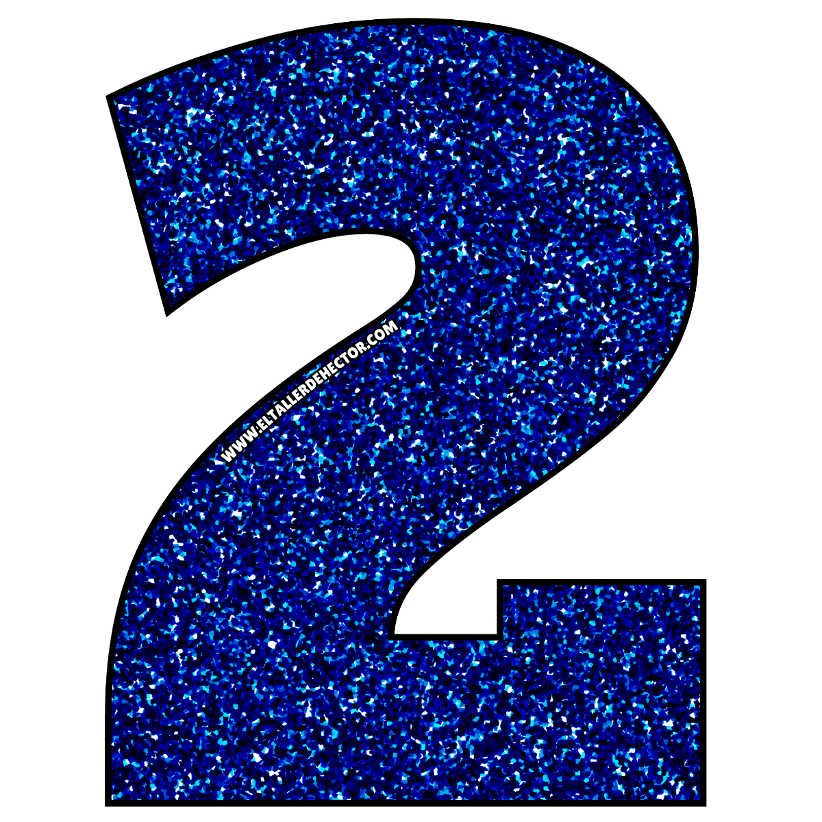 Etiqueta: Numero 2 de Glitter Azul - El Taller de Hector