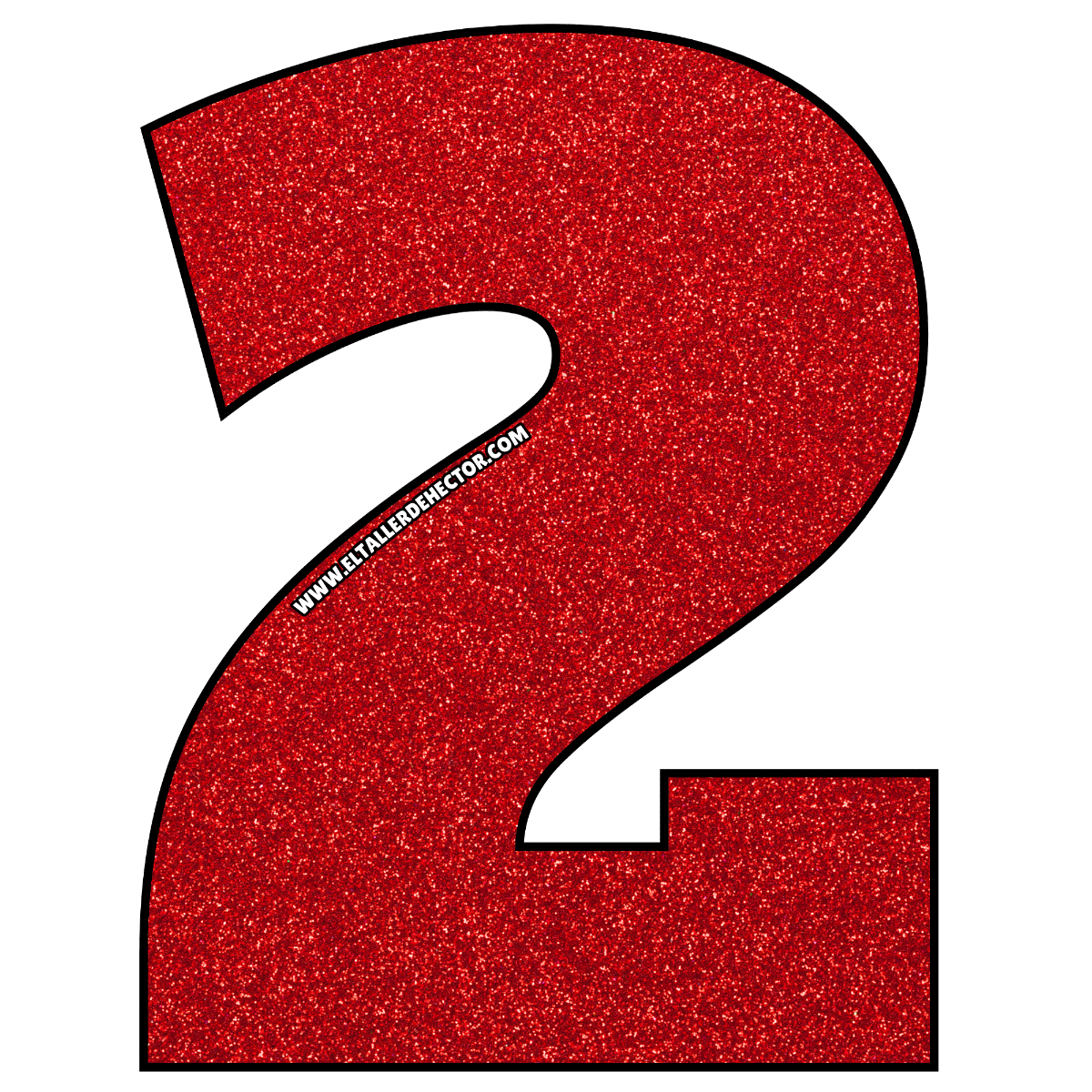 Numero 2 de Glitter Rojo - El Taller de Hector
