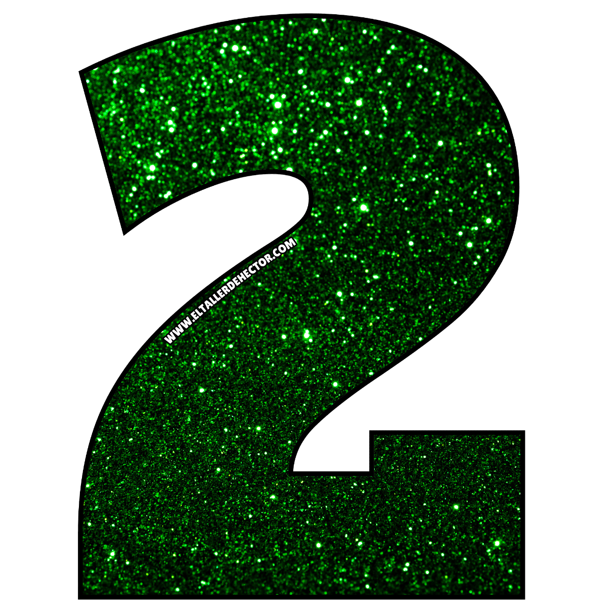 Numero 2 de Glitter Verde - El Taller de Hector