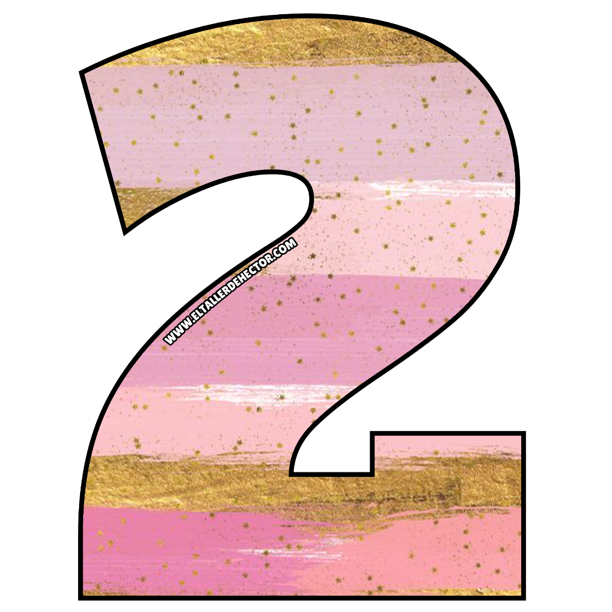 Numero 2 de Pinceladas Dorado Rosado - El Taller de Hector