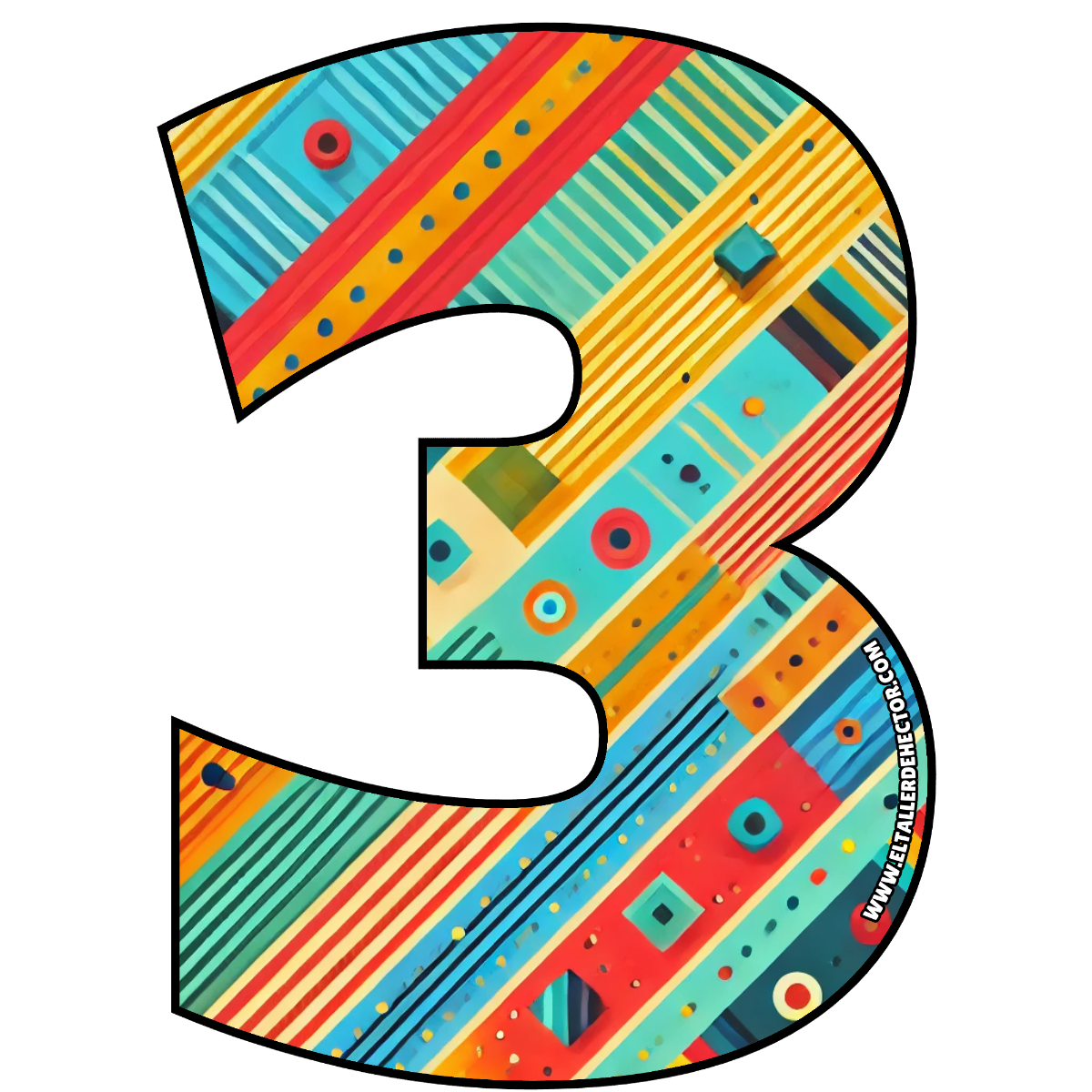 Numero 3 de Diagonales y Colores Vibrantes - El Taller de Hector