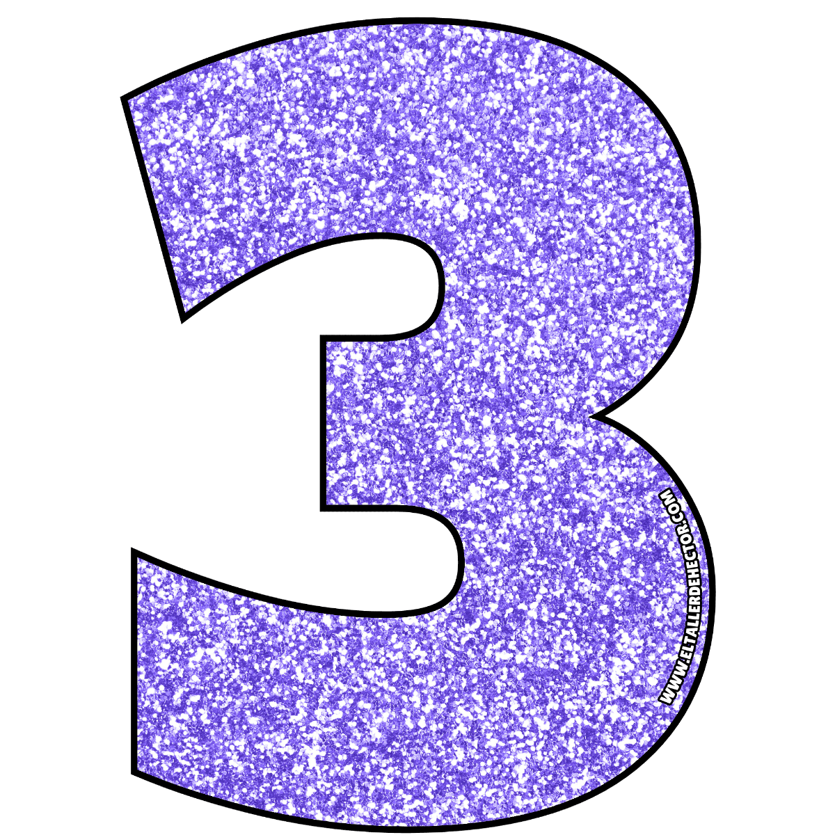 Numero 3 de Glitter Lila - El Taller de Hector