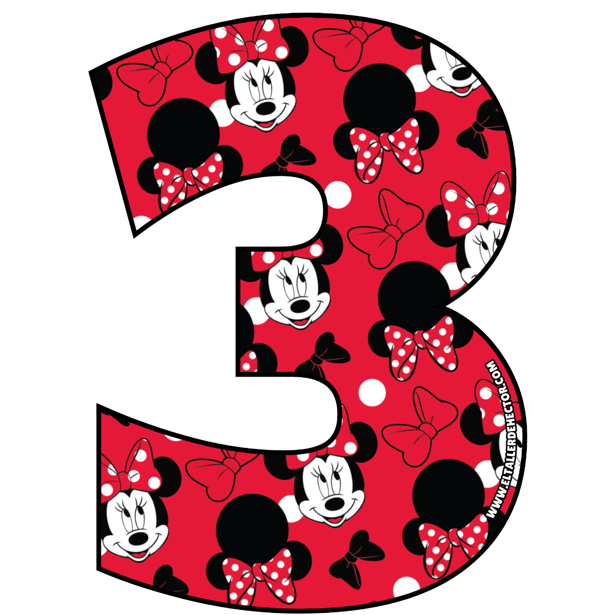 Numero 3 de Minnie Mouse - El Taller de Hector