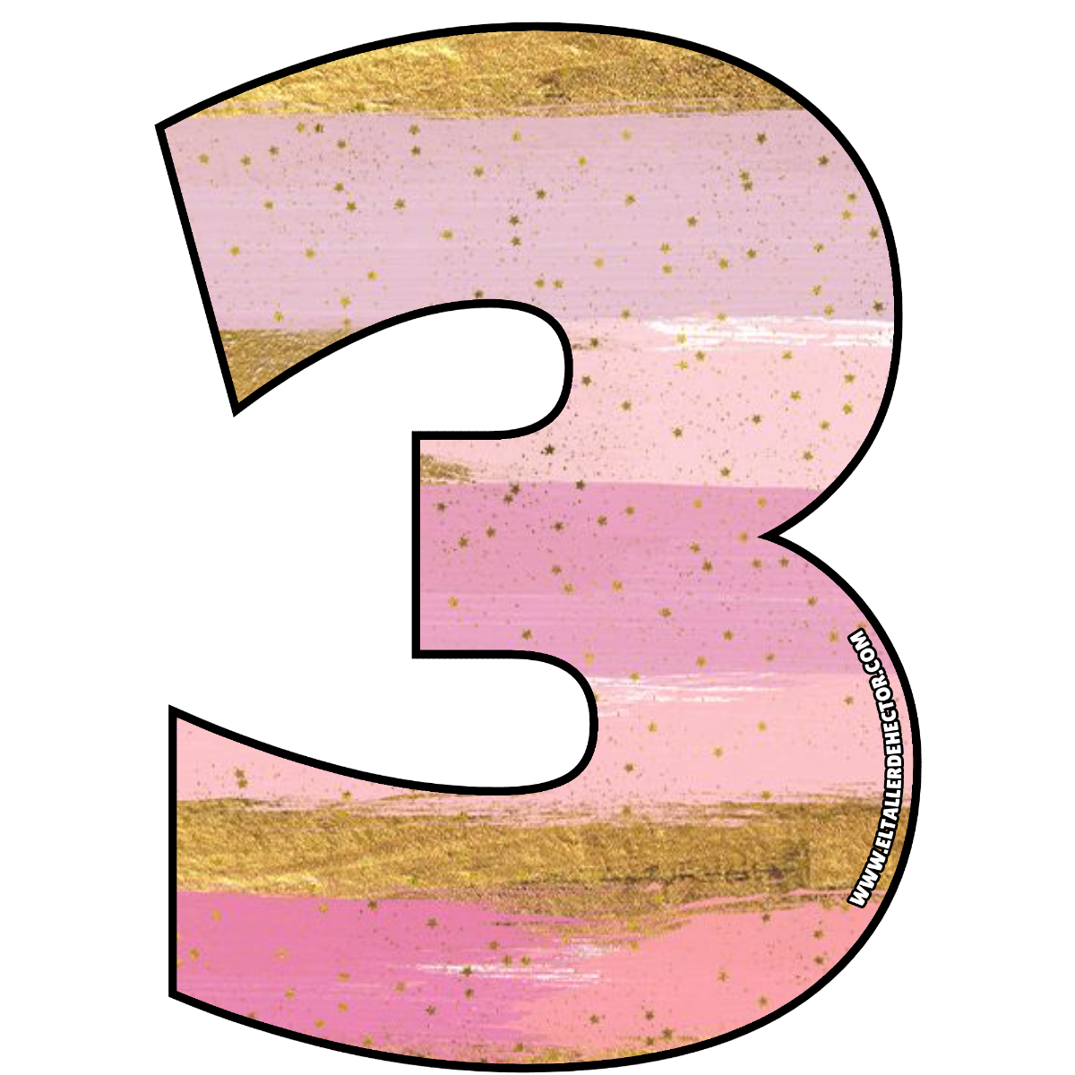 Numero 3 de Pinceladas Dorado Rosado - El Taller de Hector