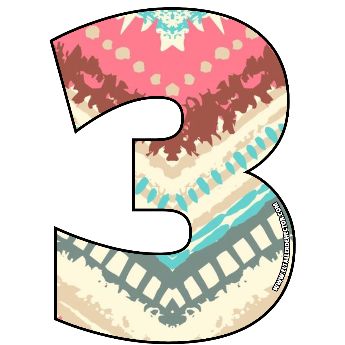 Numero 3 de zigzag étnico - El Taller de Hector