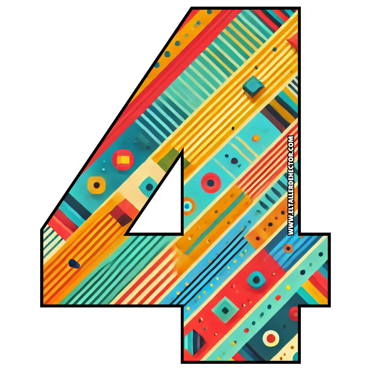 Numero 4 de Diagonales y Colores Vibrantes - El Taller de Hector