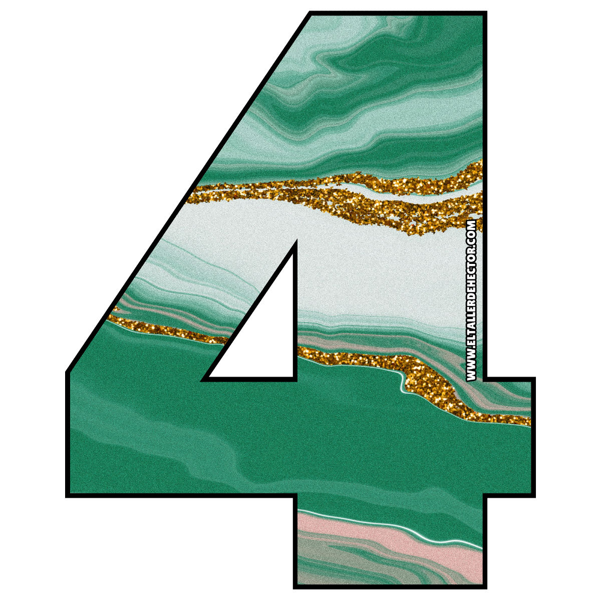 Numero 4 de Fondo líquido verde abstracto - El Taller de Hector