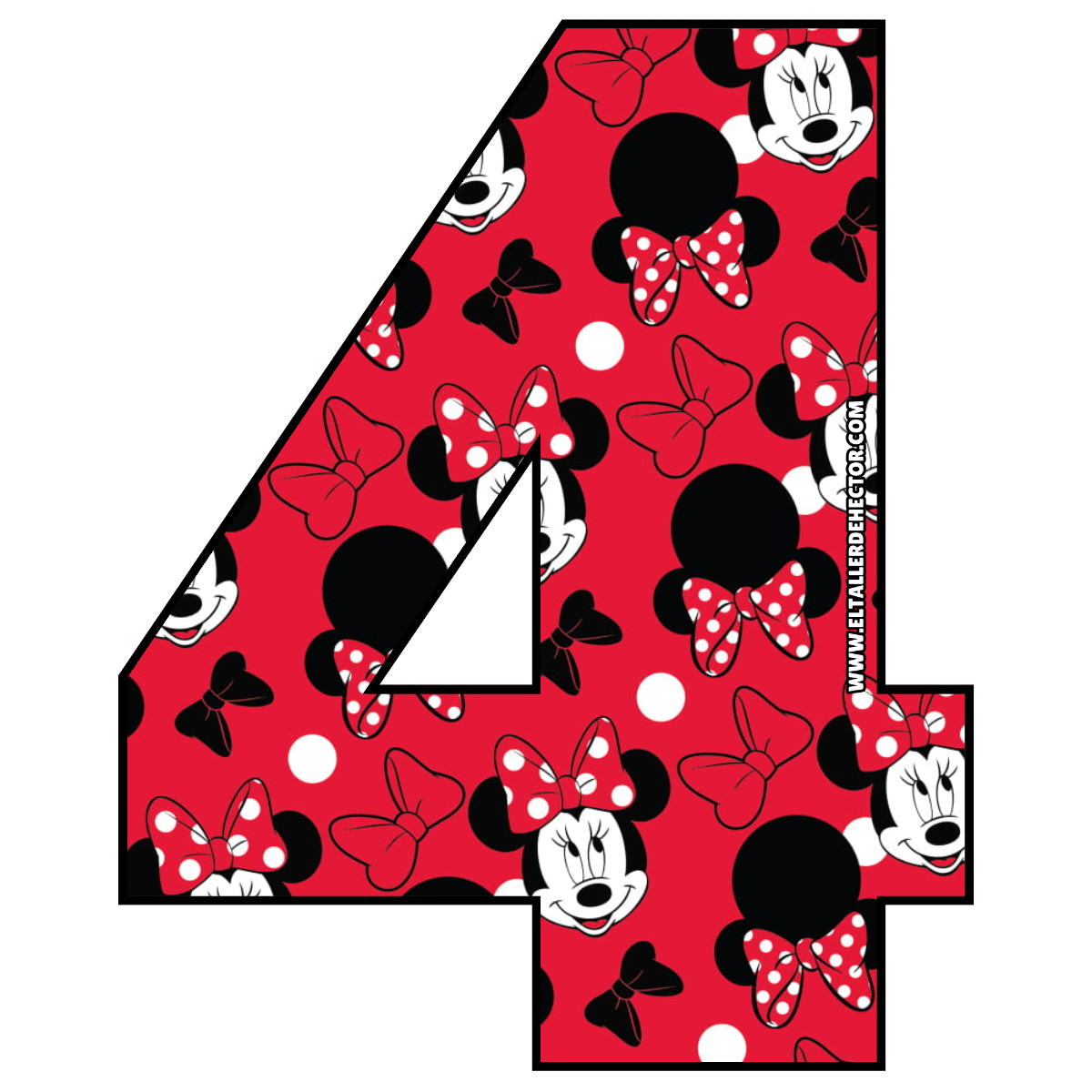 Numero 4 de Minnie Mouse - El Taller de Hector