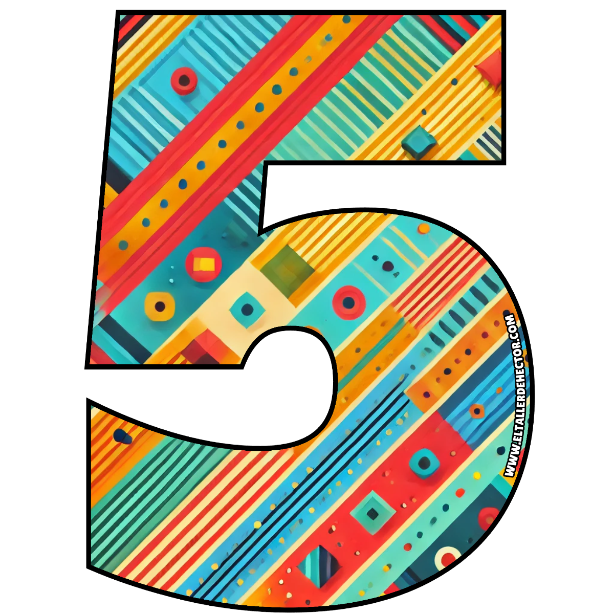 Numero 5 de Diagonales y Colores Vibrantes - El Taller de Hector