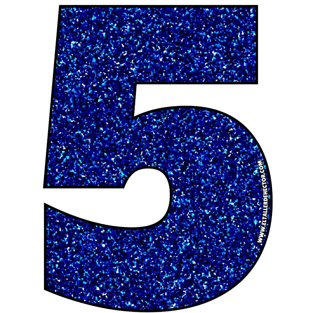 Numero 5 de Glitter Azul - El Taller de Hector