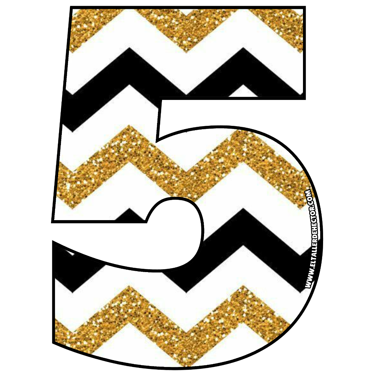 Numero 5 de Zig Zag Dorado Negro - El Taller de Hector