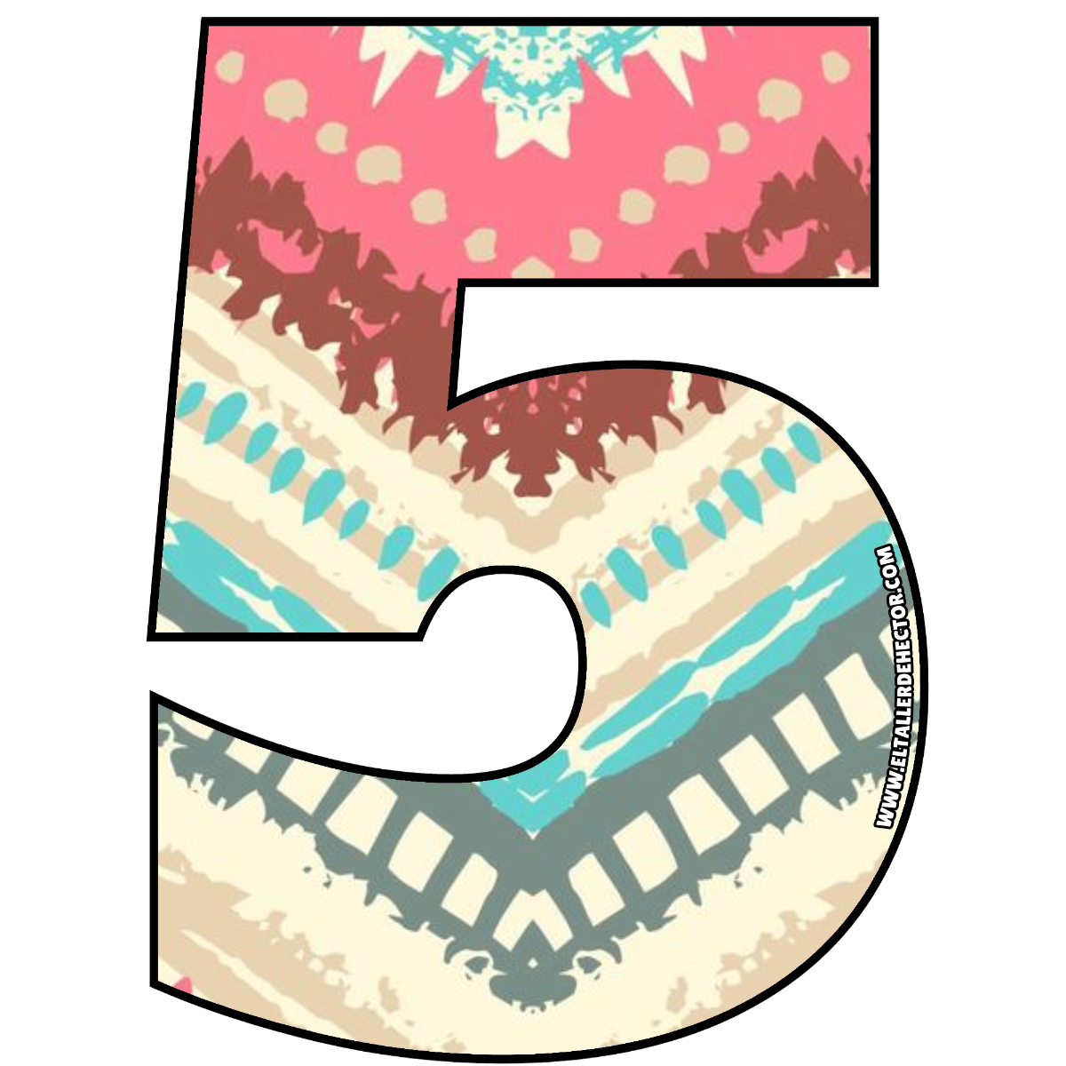 Numero 5 de zigzag étnico - El Taller de Hector