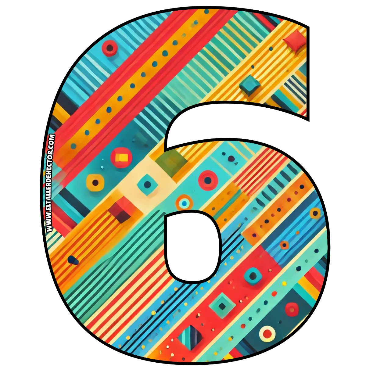 Numero 6 de Diagonales y Colores Vibrantes - El Taller de Hector