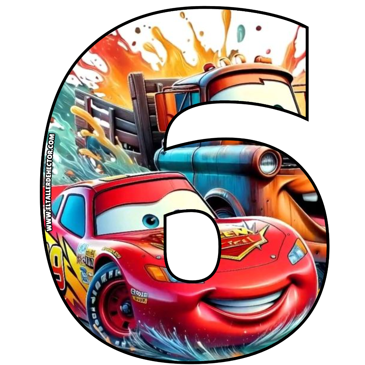 Numero 6 de Disney Cars - El Taller de Hector