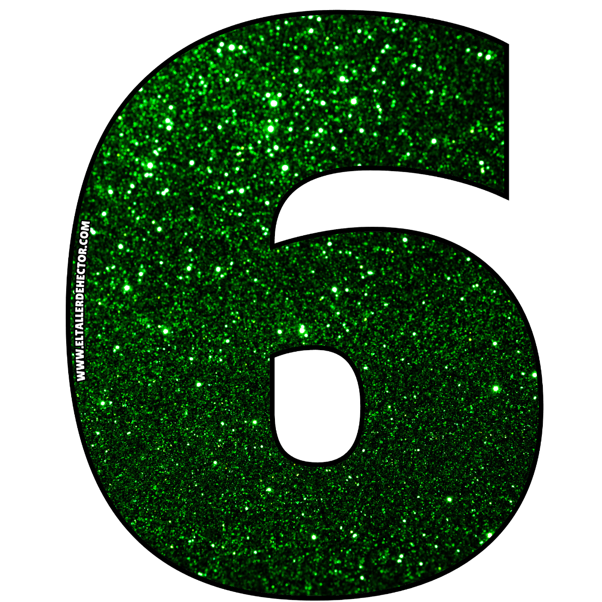 Numero 6 de Glitter Verde - El Taller de Hector