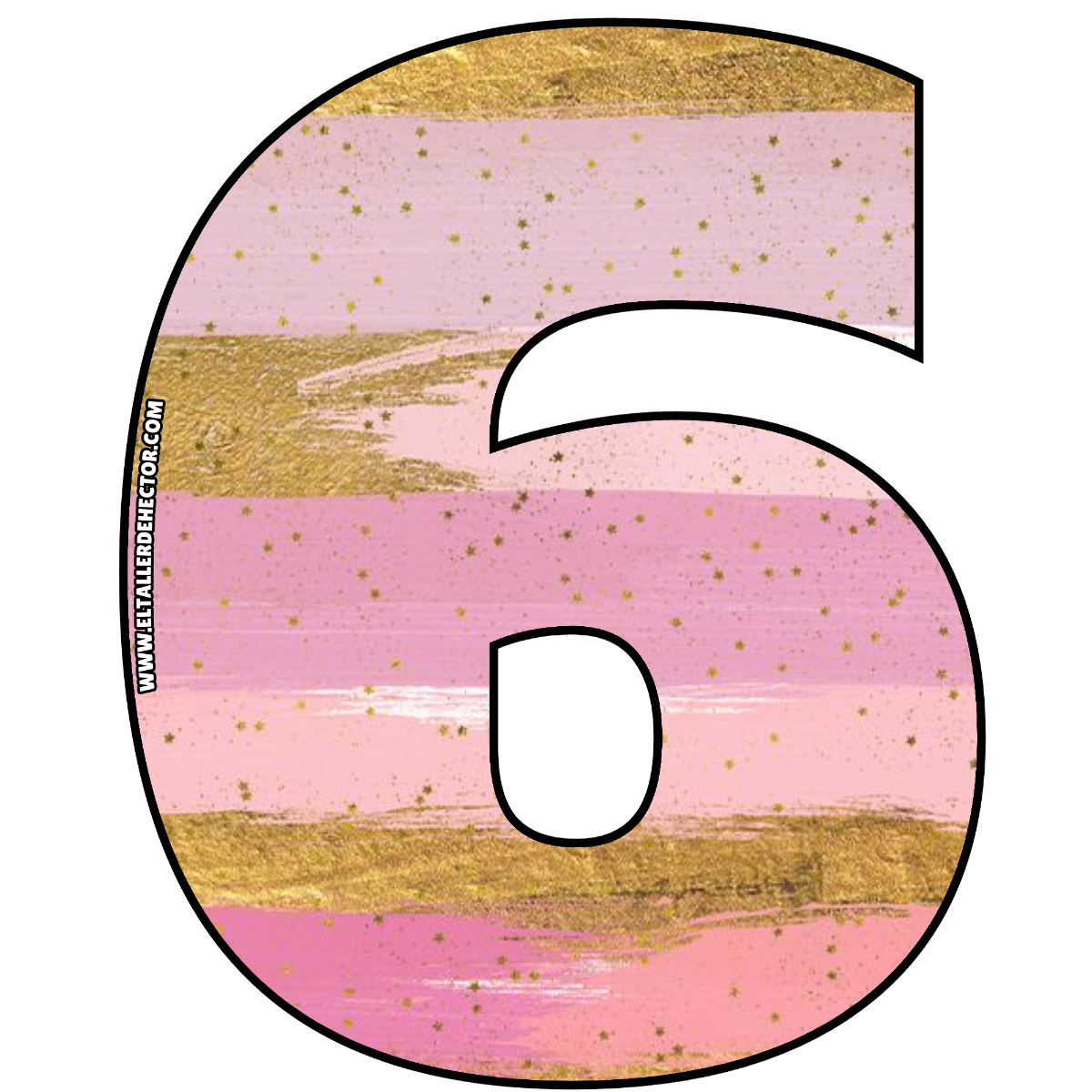 Numero 6 de Pinceladas Dorado Rosado - El Taller de Hector