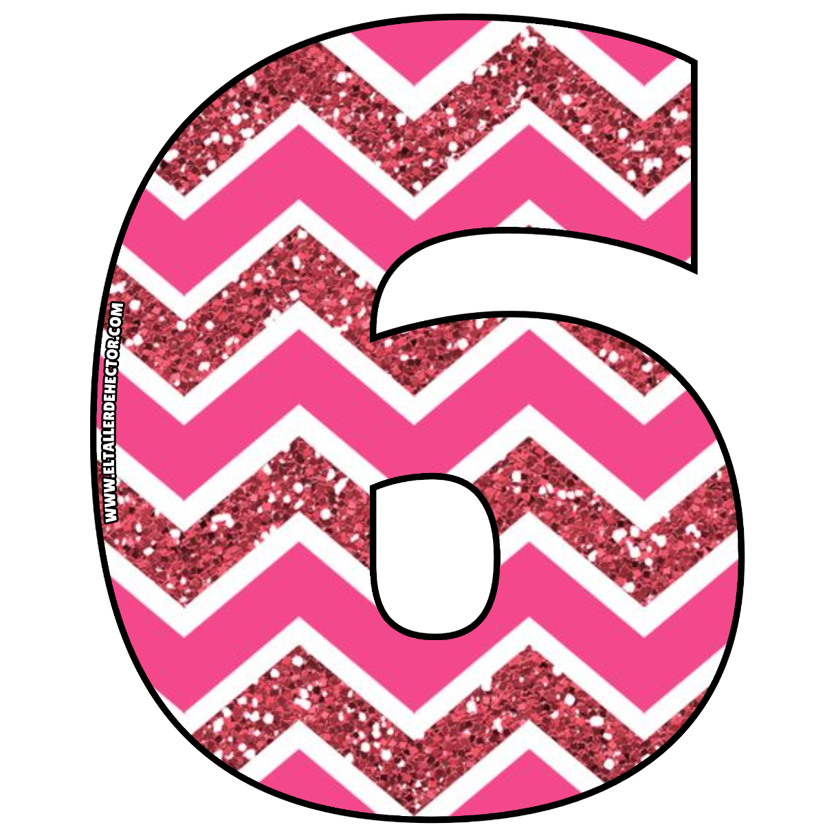 Numero 6 de Zig Zag Glitter Fucsia - El Taller de Hector