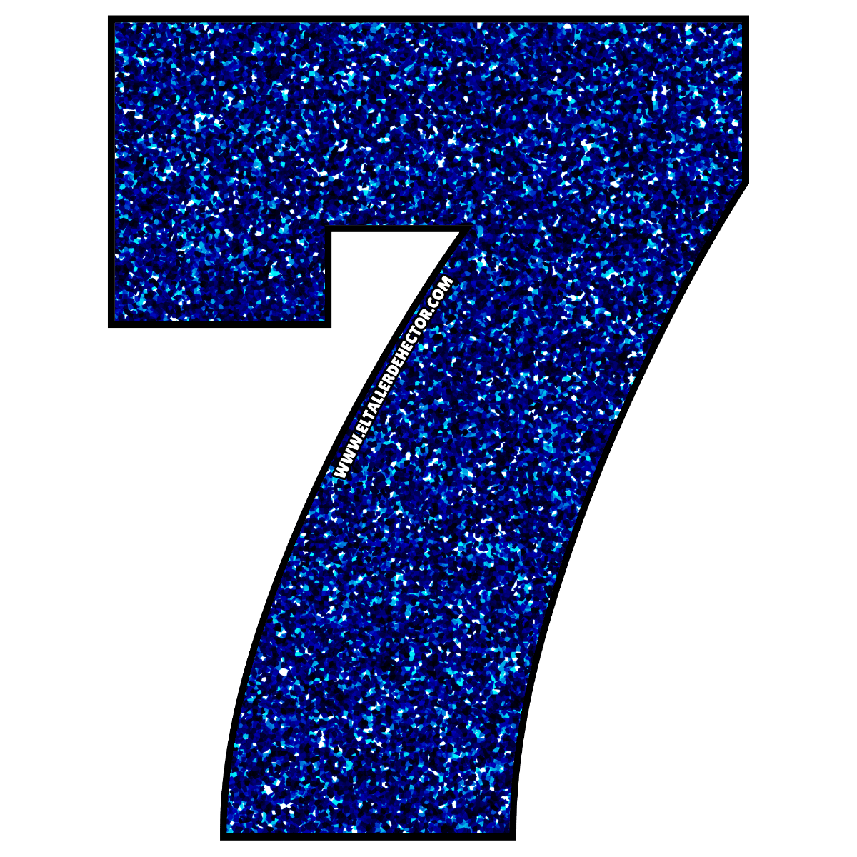 Numero 7 de Glitter Azul - El Taller de Hector