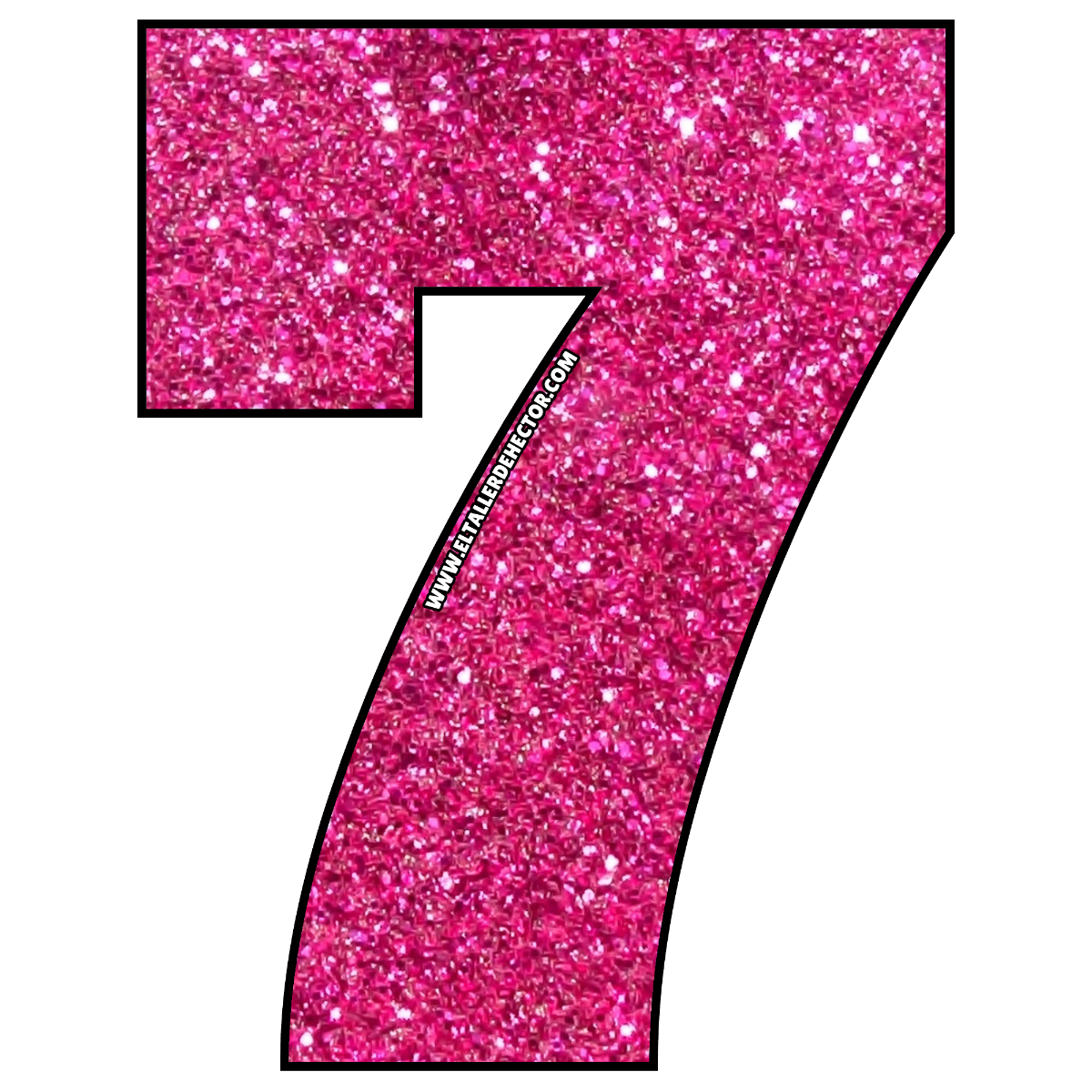 Numero 7 de Glitter Fucsia - El Taller de Hector