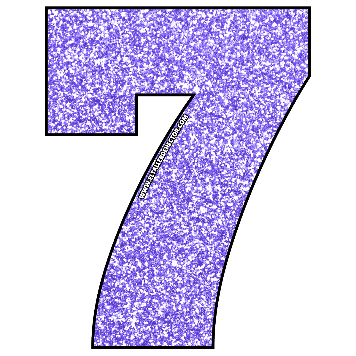 Numero 7 de Glitter Lila - El Taller de Hector
