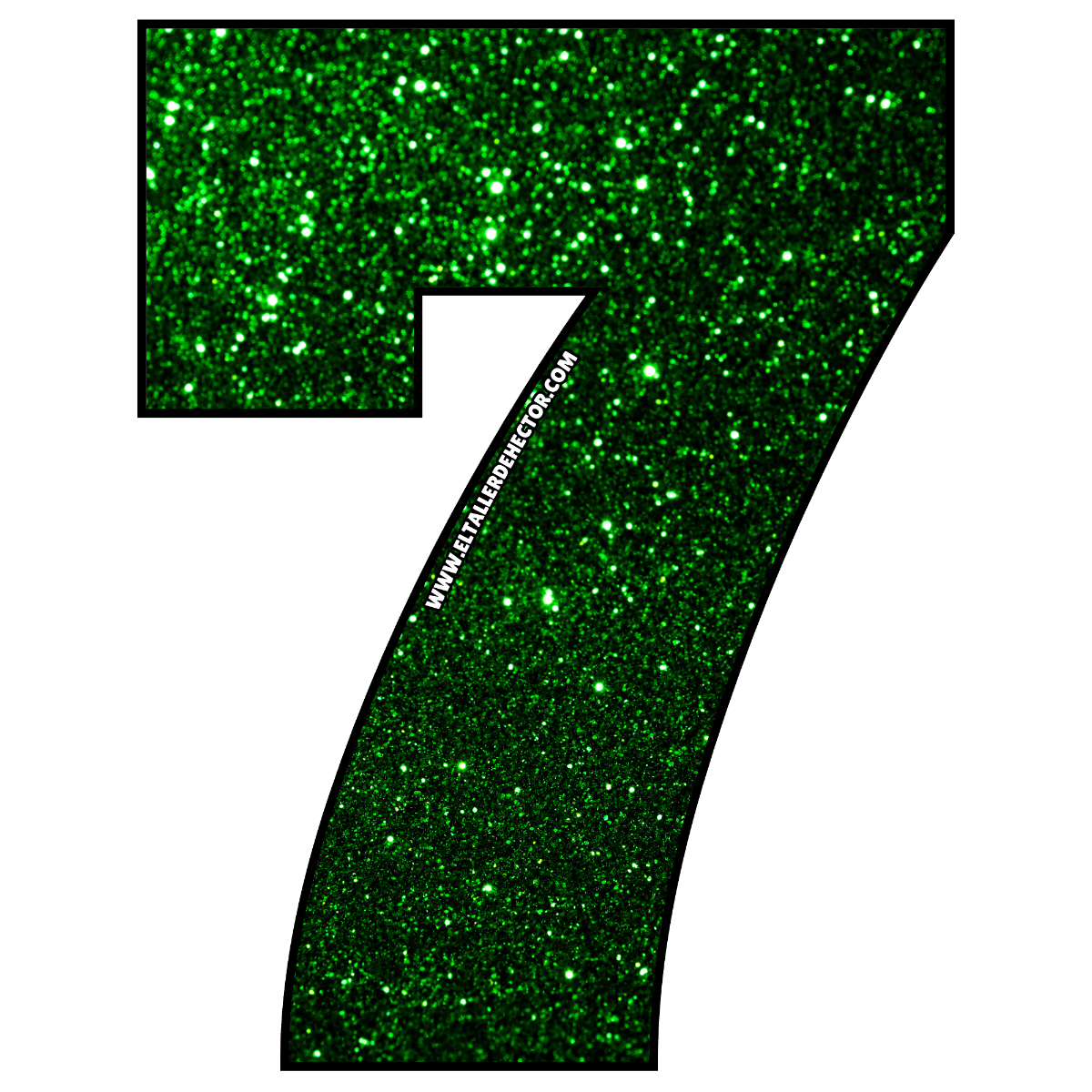 Numero 7 de Glitter Verde - El Taller de Hector