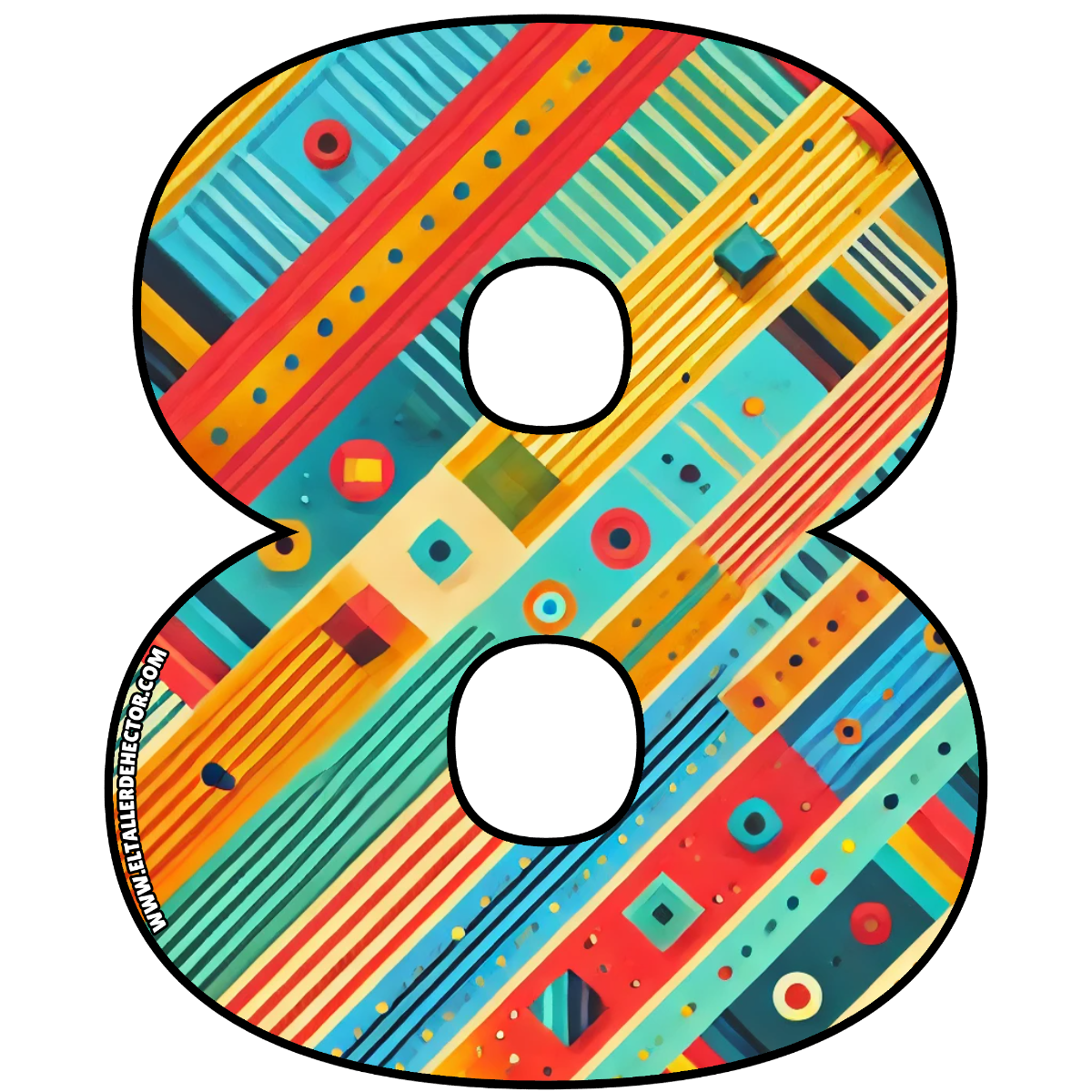 Numero 8 de Diagonales y Colores Vibrantes - El Taller de Hector