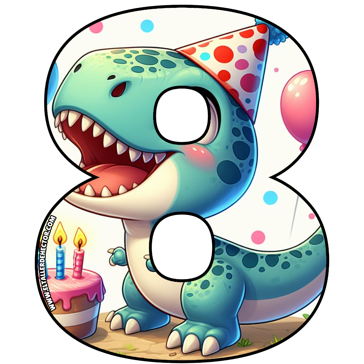 Numero 8 de Dinosaurio - El Taller de Hector