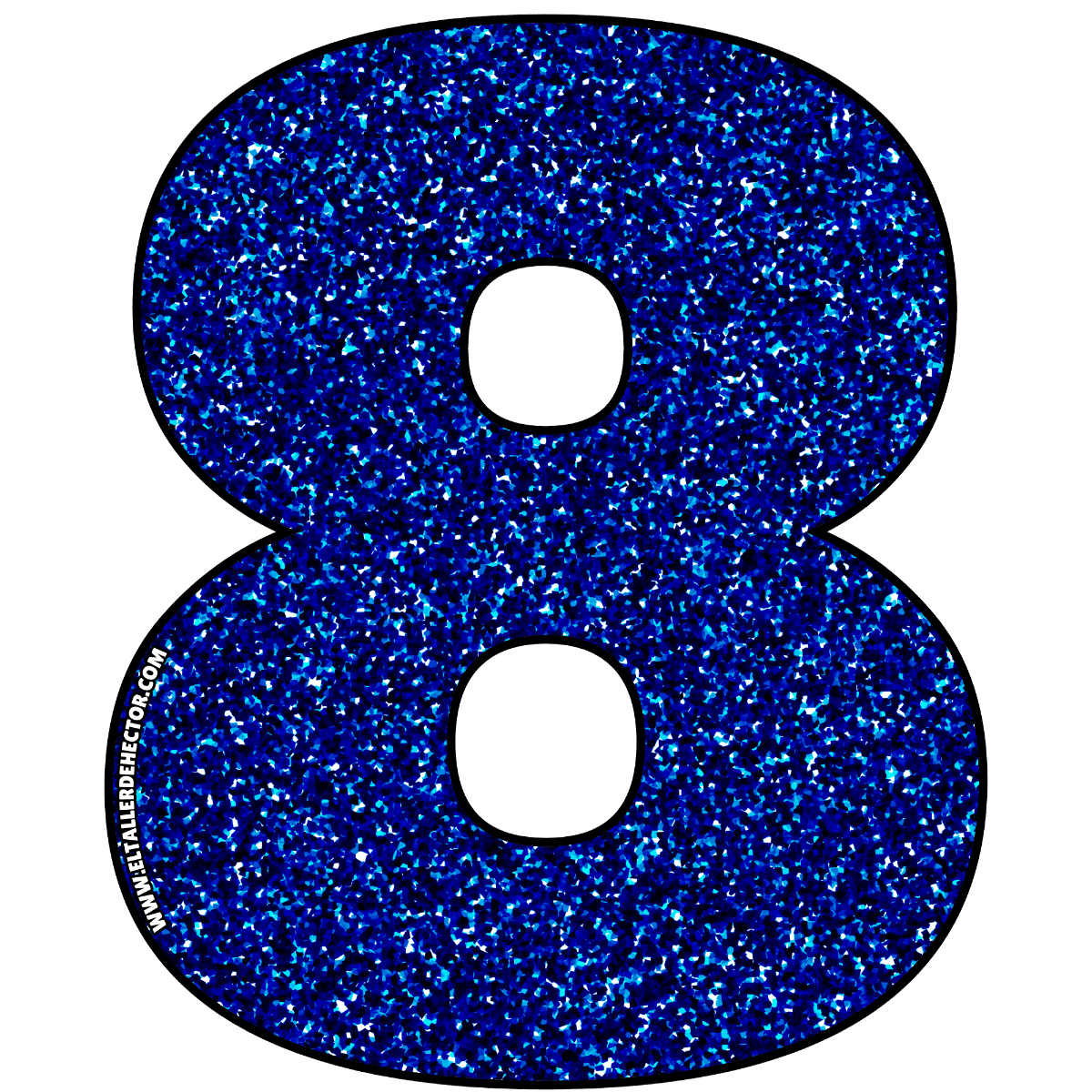 Numero 8 de Glitter Azul - El Taller de Hector