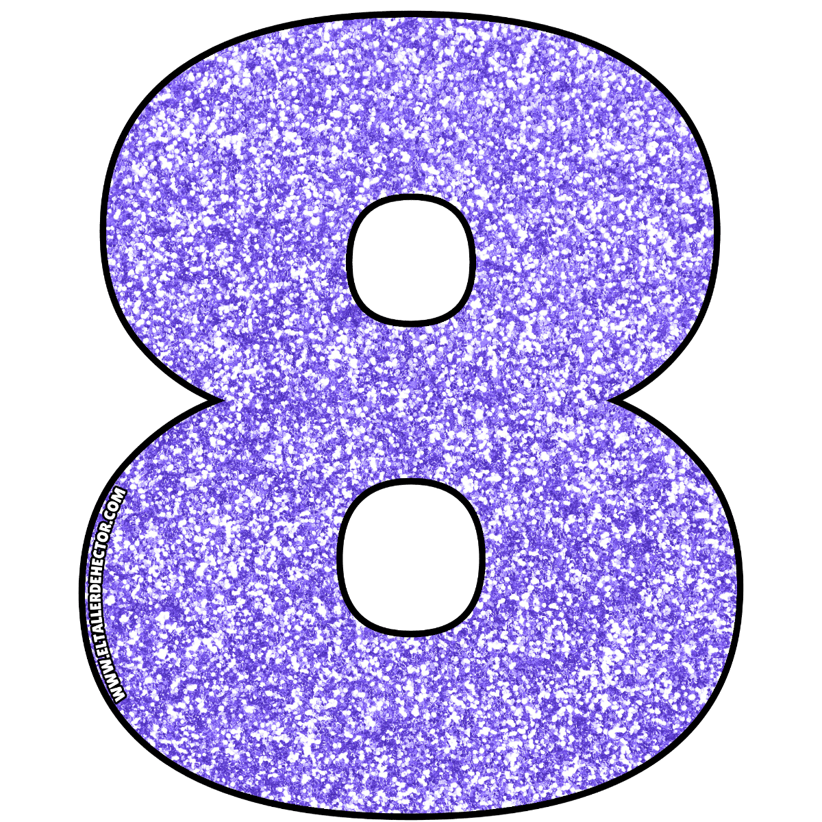 Numero 8 de Glitter Lila - El Taller de Hector